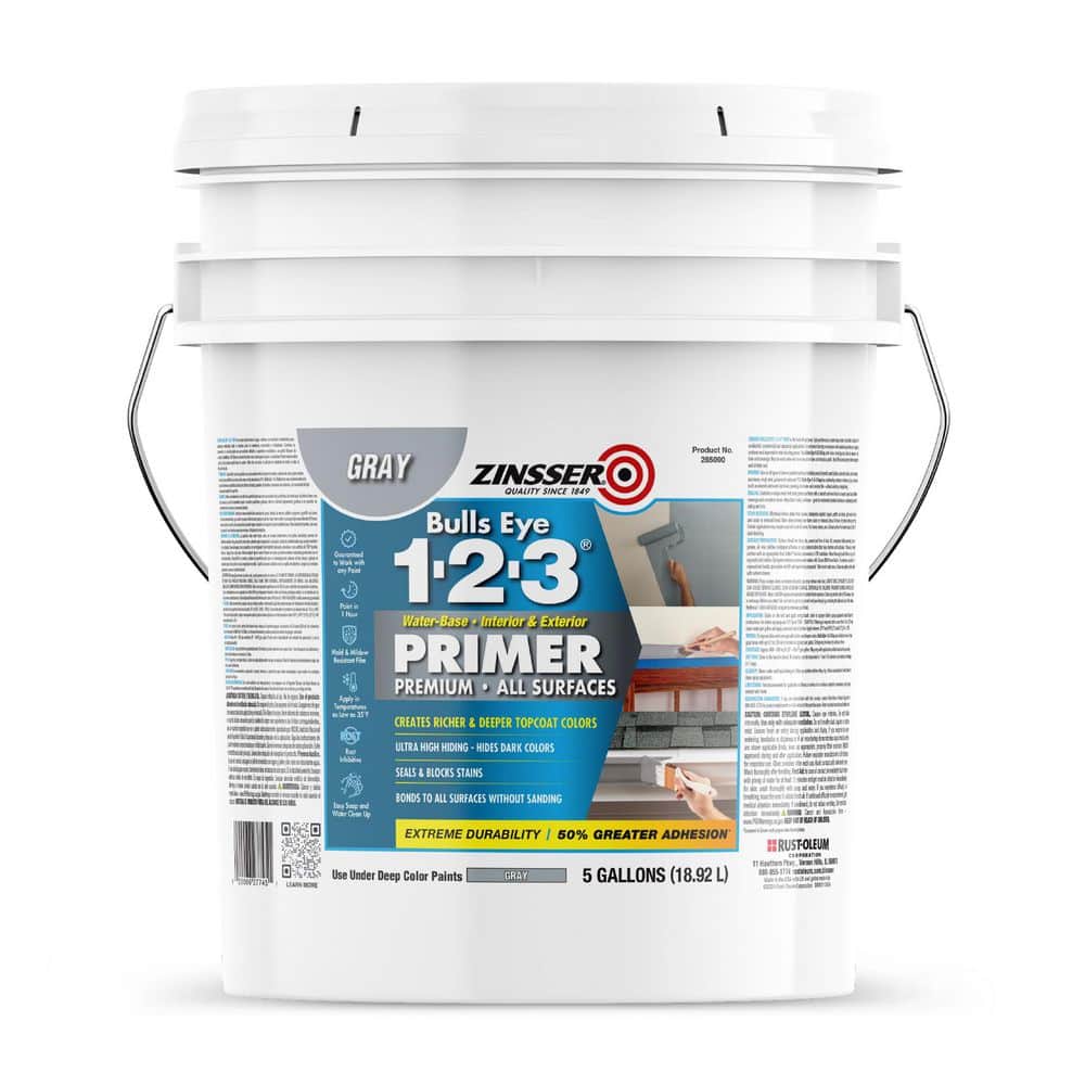 Zinsser Bulls Eye 1-2-3 630 oz. Gray Water-Based Interior/Exterior ...