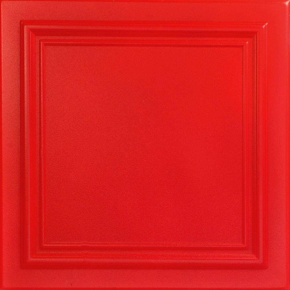 A La Maison Ceilings Line Art Red 1.6 ft. x 1.6 ft. Decorative Foam ...
