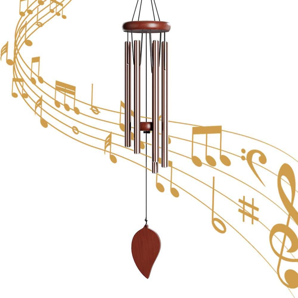 Primehome 32 in. Outdoor Rose Gold Metal Wind Chimes - Deep Soothing ...