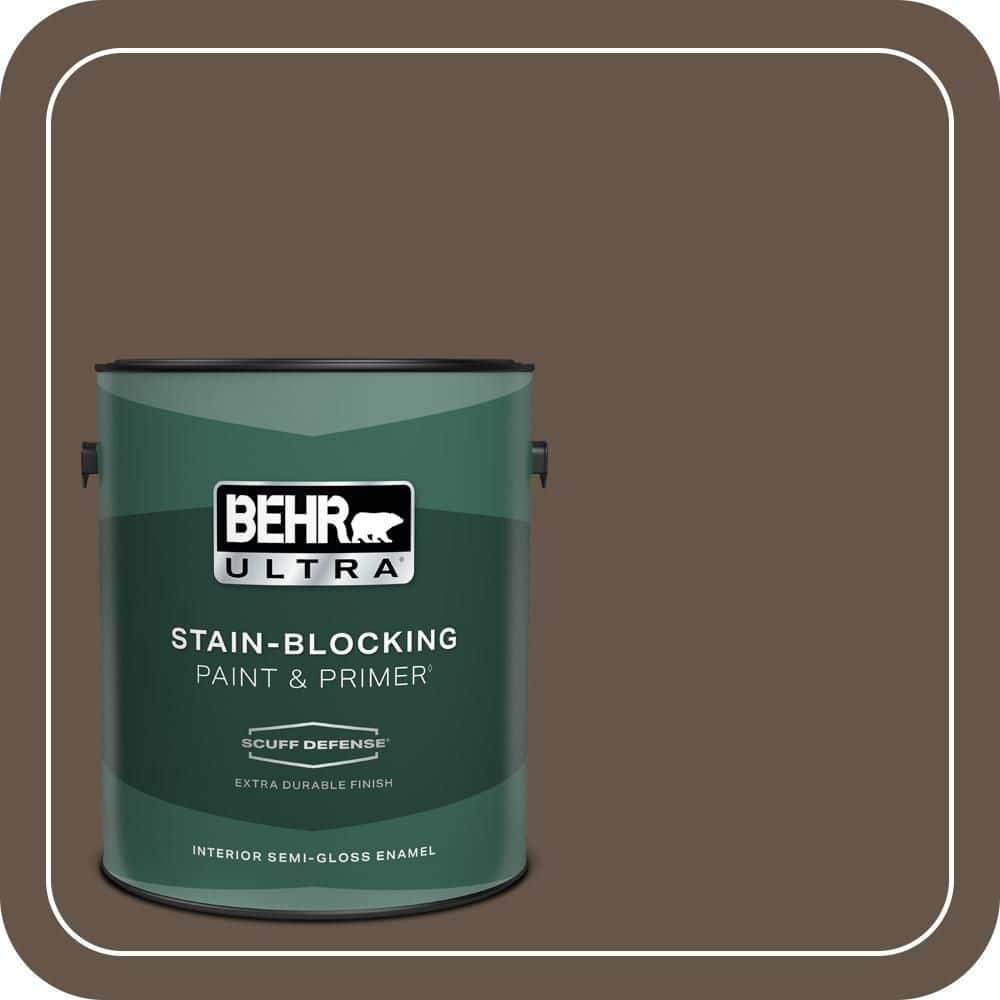 BEHR ULTRA 1 gal. #N220-7 Cavalry Brown Extra Durable Semi-Gloss Enamel ...
