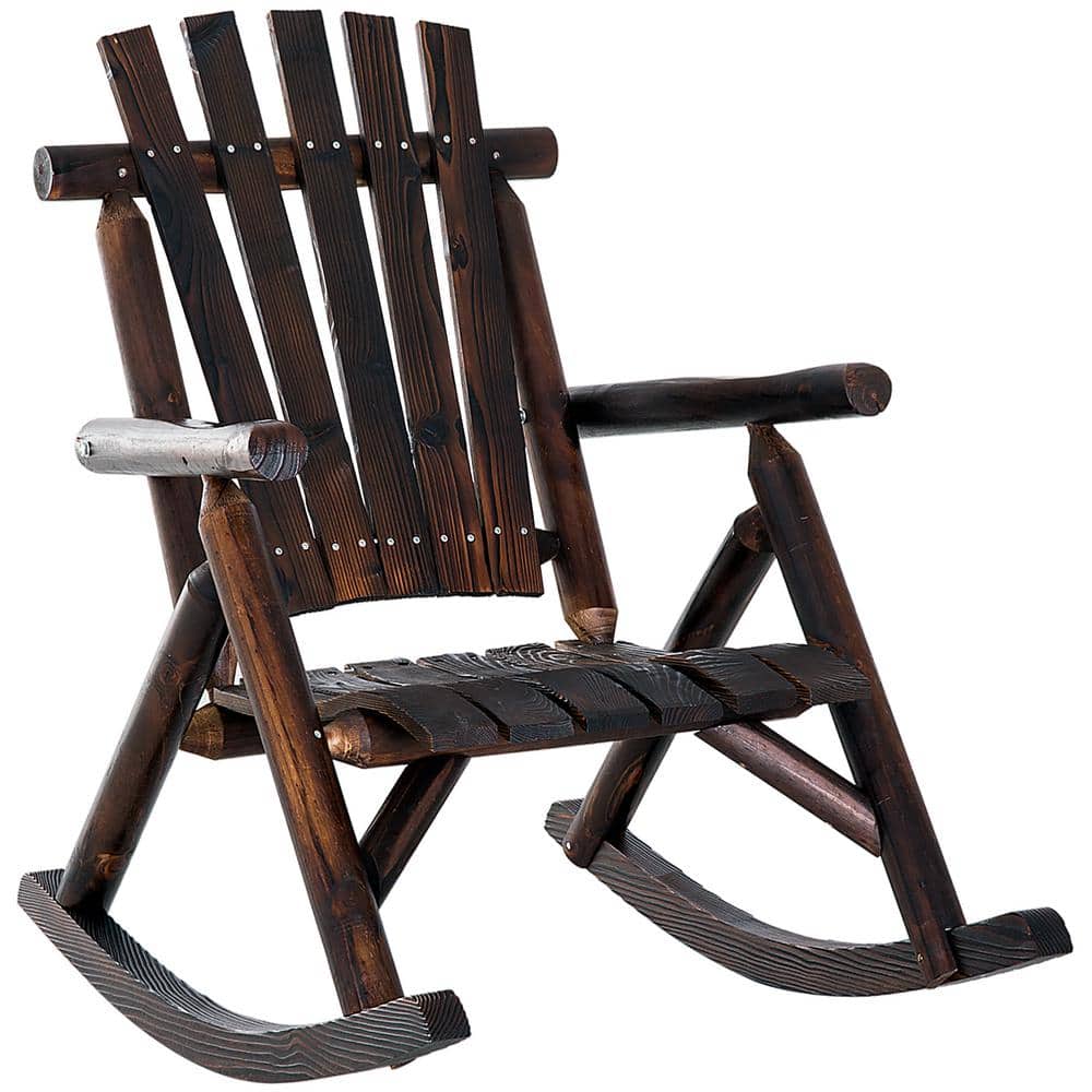 Otryad Outdoor Wooden Rocking Chair, Rustic Adirondack Rocker with ...