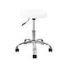 Amucolo White Round Stool Chair with Wheels and Height Adjustable DHS ...