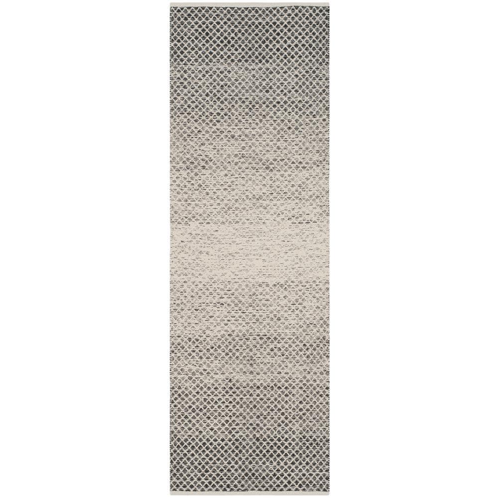SAFAVIEH Montauk Black/Ivory 2 ft. x 15 ft. Striped Distressed ...