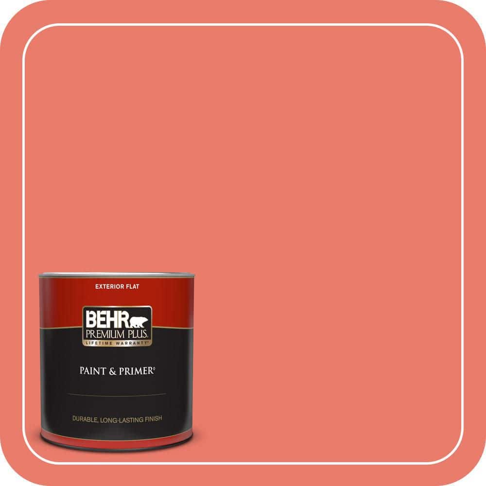 BEHR PREMIUM PLUS 1 qt. #180B-5 Cool Lava Flat Exterior Paint & Primer ...