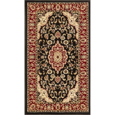 Well Woven Barclay Medallion Kashan Black 8 ft. x 10 ft. Traditional ...