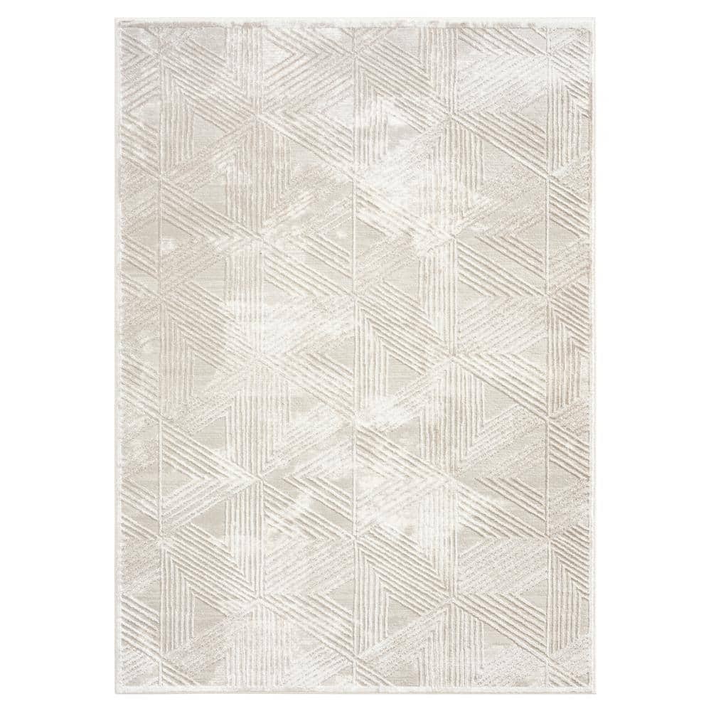 PRIVATE BRAND UNBRANDED Bazaar Zen Cream 8 ft. x 10 ft. Abstract Area ...
