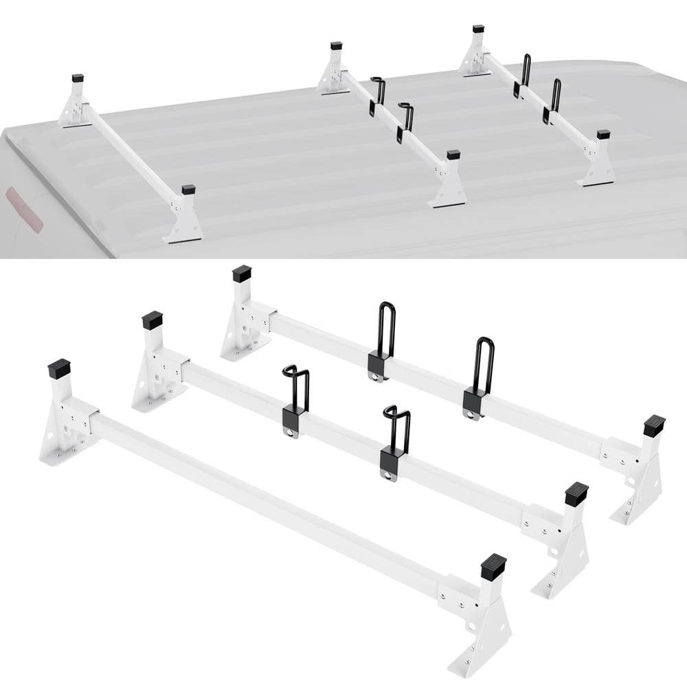 VEVOR Trailer Ladder Rack, 54 in.3 Crossbars Ladder Roof Rack, Heavy ...