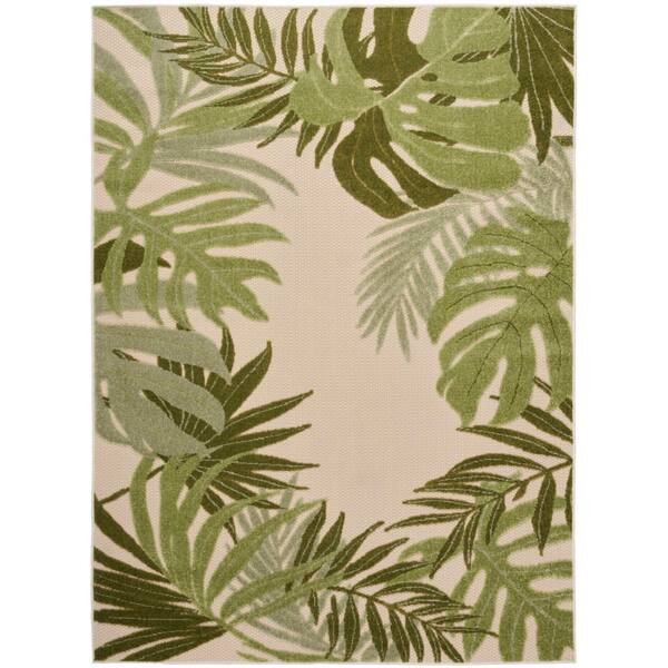 Nourison Aloha Ivory Green 4 ft. x 6 ft. Botanical Contemporary Area ...