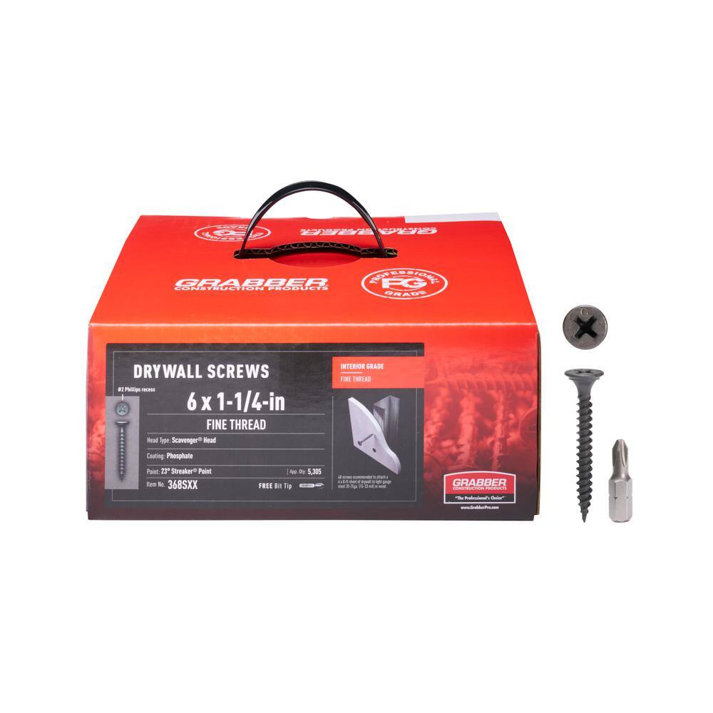 Grabber #6 x 1 1/4-in Phillips Scavenger Head Fine Thread Streaker ...