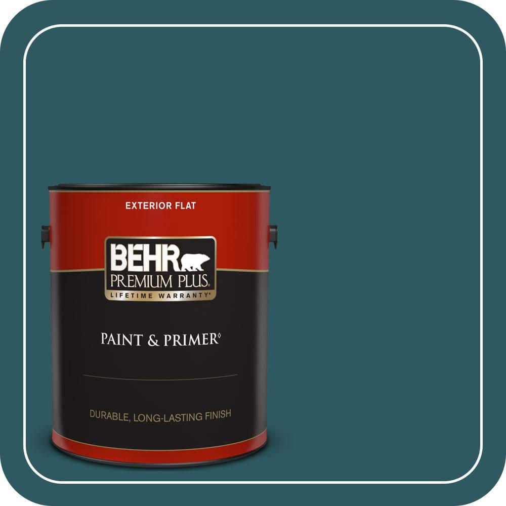 BEHR PREMIUM PLUS 1 gal. #QE-47 Petro Blue Flat Exterior Paint & Primer ...