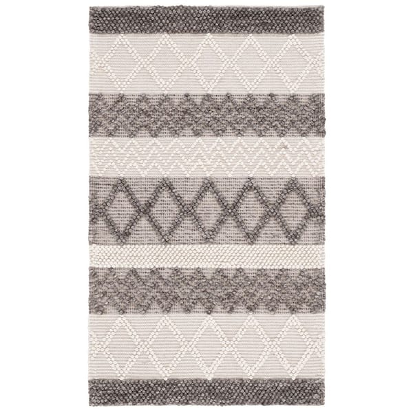 SAFAVIEH Natura 4 ft. x 6 ft. Ivory/Gray Geometric Zig-Zag Area Rug ...