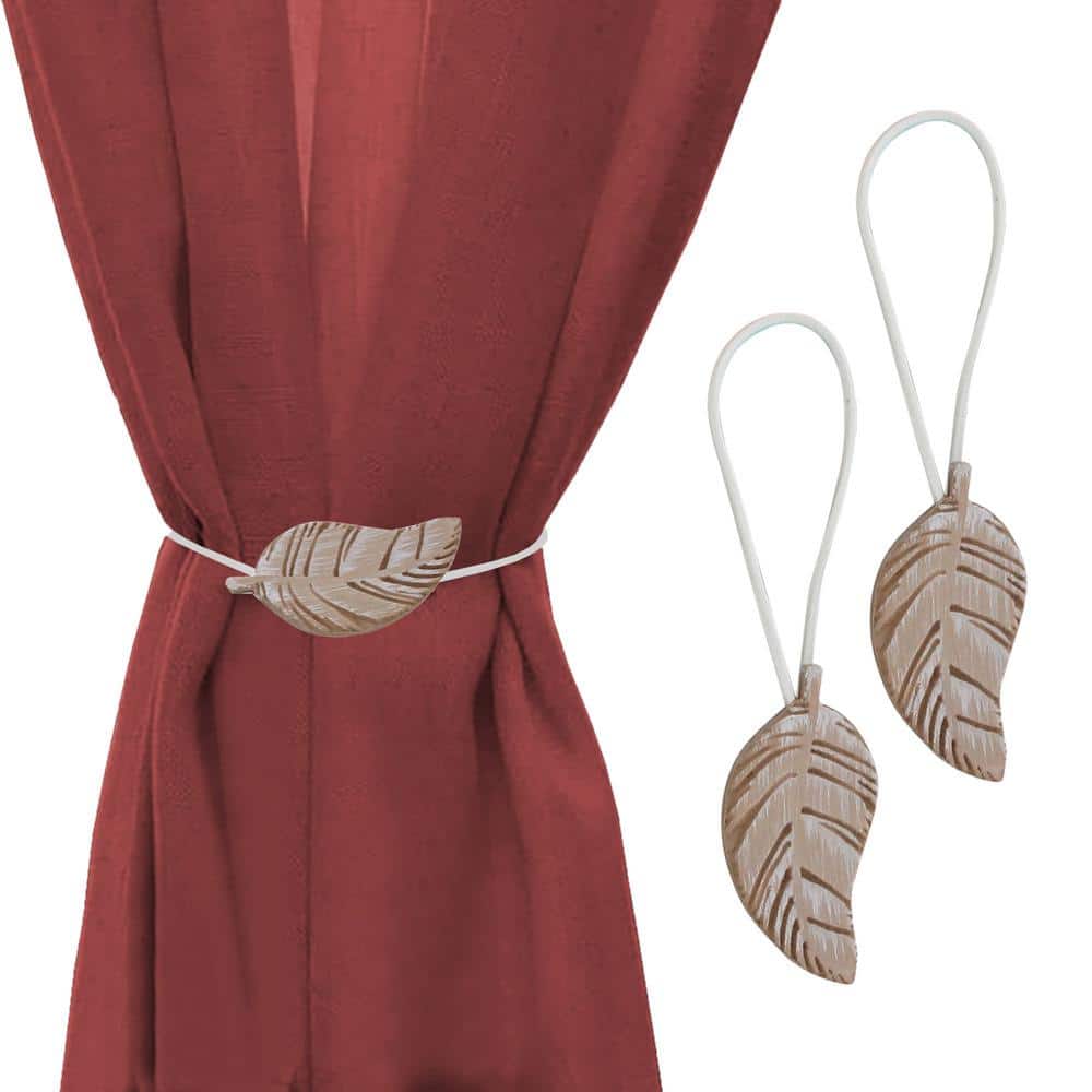 EVIDECO French home goods Natural Magnetic Wood Curtain Tie Back (Set ...