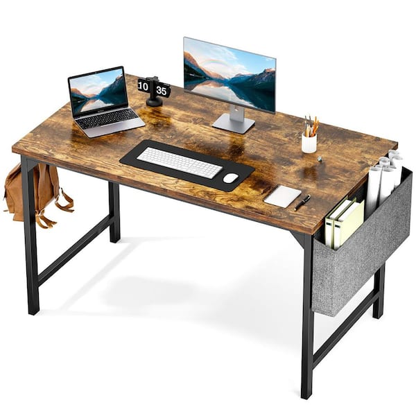 WONDER COMFORT 47 in. Rectangular Rustic Brown Computer Desk Home ...
