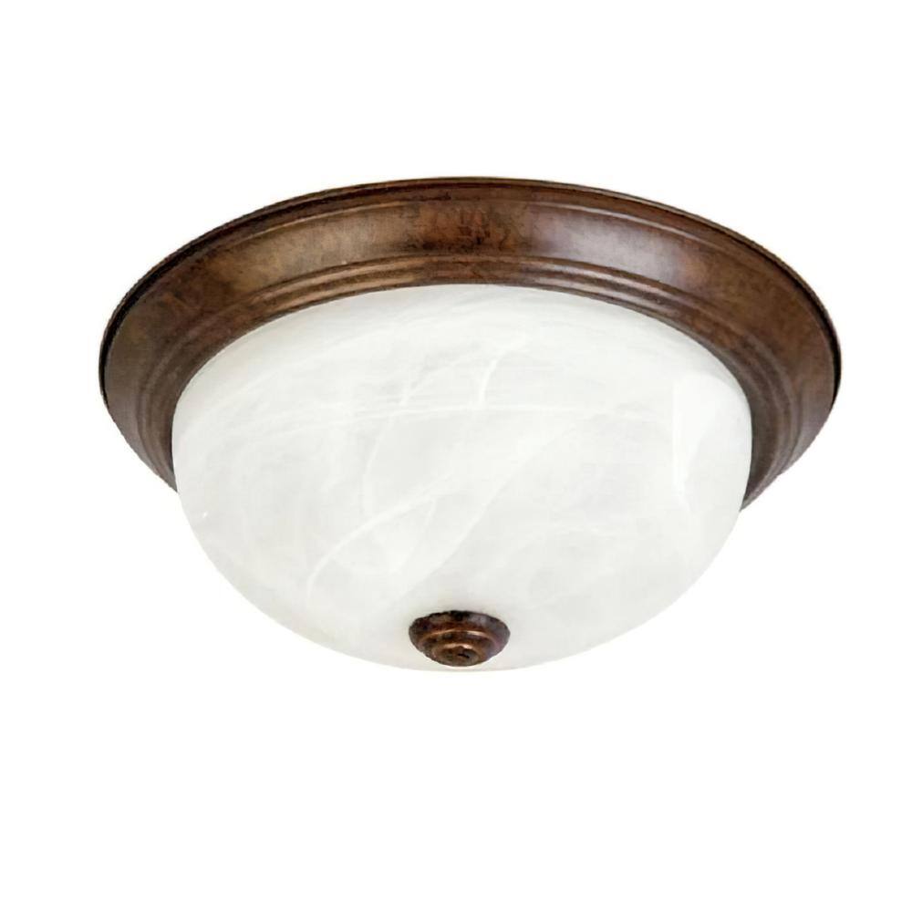 Alex 15.5 in. 3-Light Dark Brown Flush Mount Lighting with Frosted ...