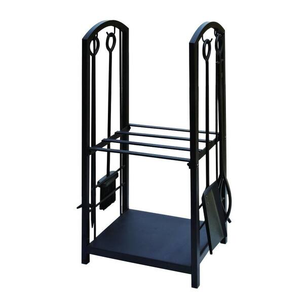 4-Piece Fireplace Tool Set with Log Rack Stand FT99B - The Home Depot