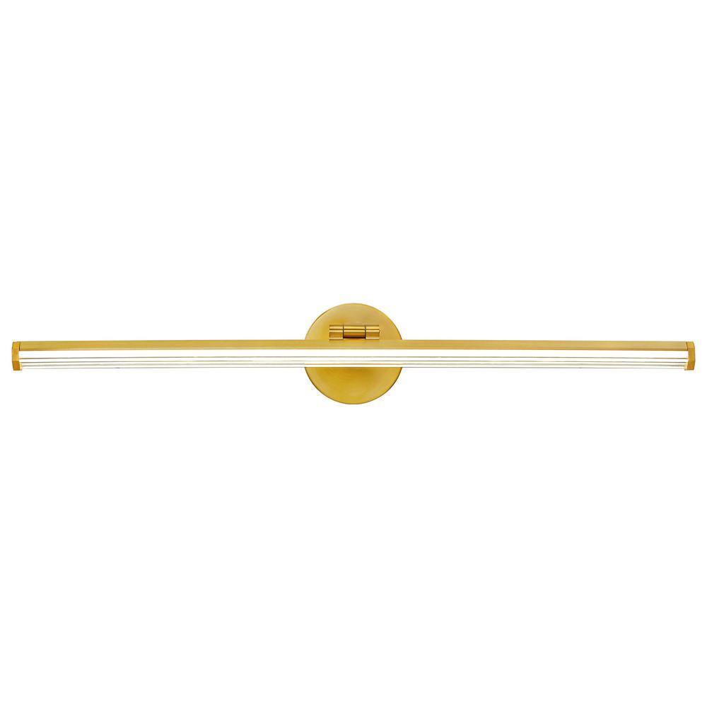 KAISITE 30 in. 1-Light Gold LED Vanity Light Bar 24-Watt Rotatable ...