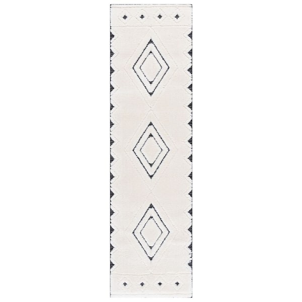 SAFAVIEH Celebrity 2 ft. x 8 ft. Ivory/Black Diamond Runner Rug CEL804H ...