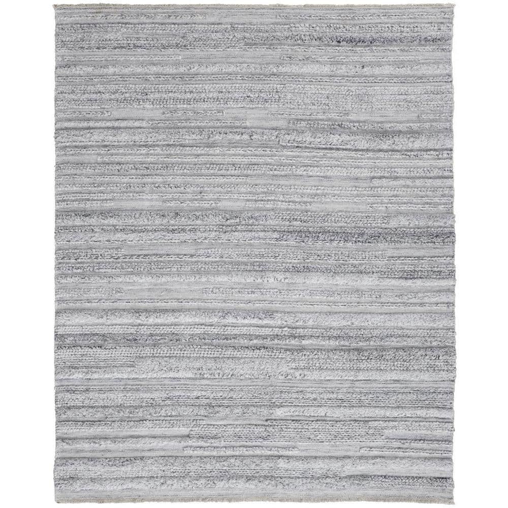 HomeRoots 9 x 12 Gray and Ivory Striped Area Rug 2000512715 - The Home ...