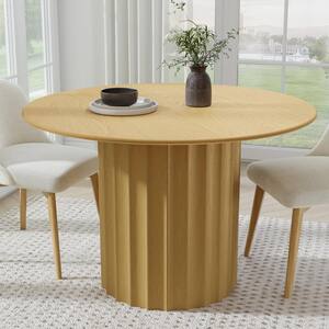 Lirago Cone Natural Colored Wood 52" Column Base Wide Strip Round Edge ...