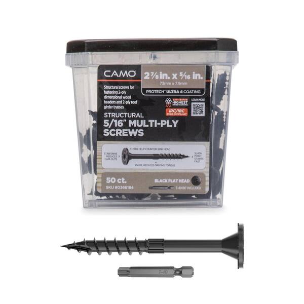 CAMO 5/16 in. x 2-7/8 in. Star Drive Flat Head Multi-Purpose + Multi ...