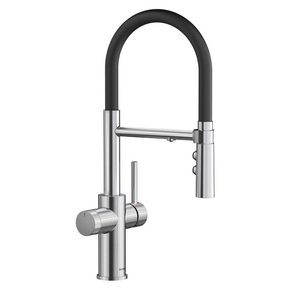 Blanco CATRIS PVD Steel 18.69 in. H Pull Down Sprayer Kitchen Faucet ...