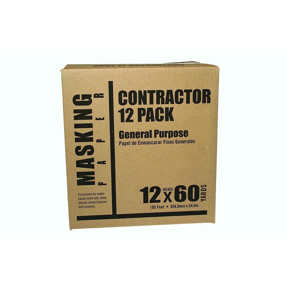 TRIMACO 12 in. x 180 ft. Brown Contractor Masking Paper (12-Pack) 32912