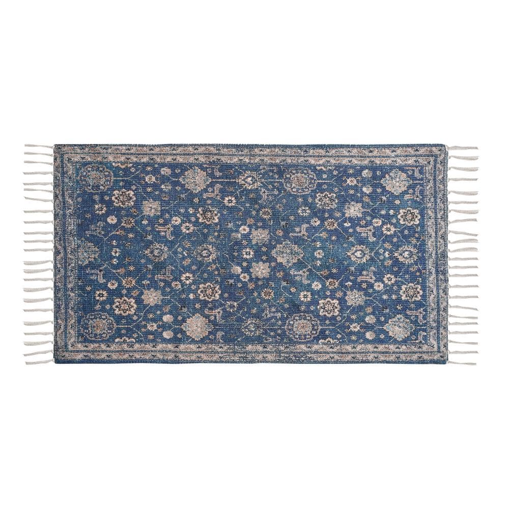 Jessica Simpson Chinille Fringe Machine Washable Blue 2 ft. x 4 ft ...