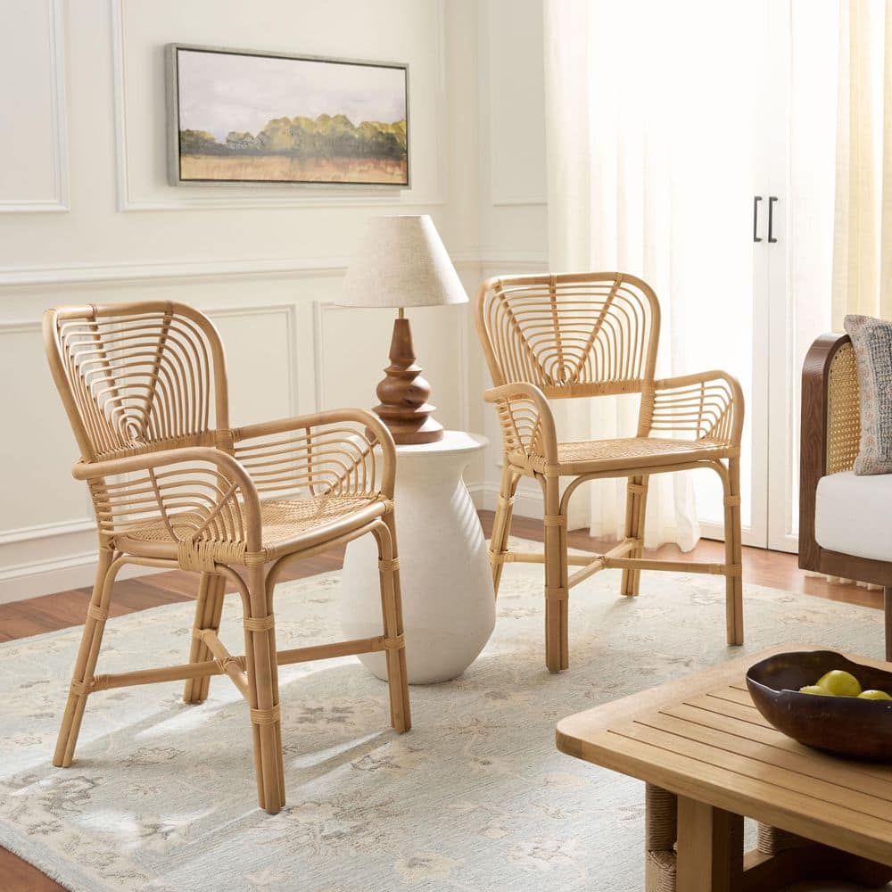 SAFAVIEH Rimma Rattan Natural Arm Chair (Set of 2) ACH6701A-SET2 - The ...