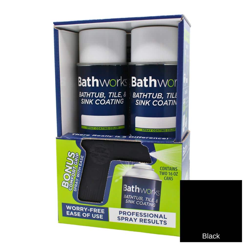 BATHWORKS 32 oz. Tub and Tile Refinishing Kit - 2 Spray Cans, Black BSP ...