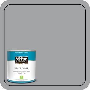 BEHR PREMIUM PLUS 8 oz. #N530-4 Power Gray Semi-Gloss Interior/Exterior ...