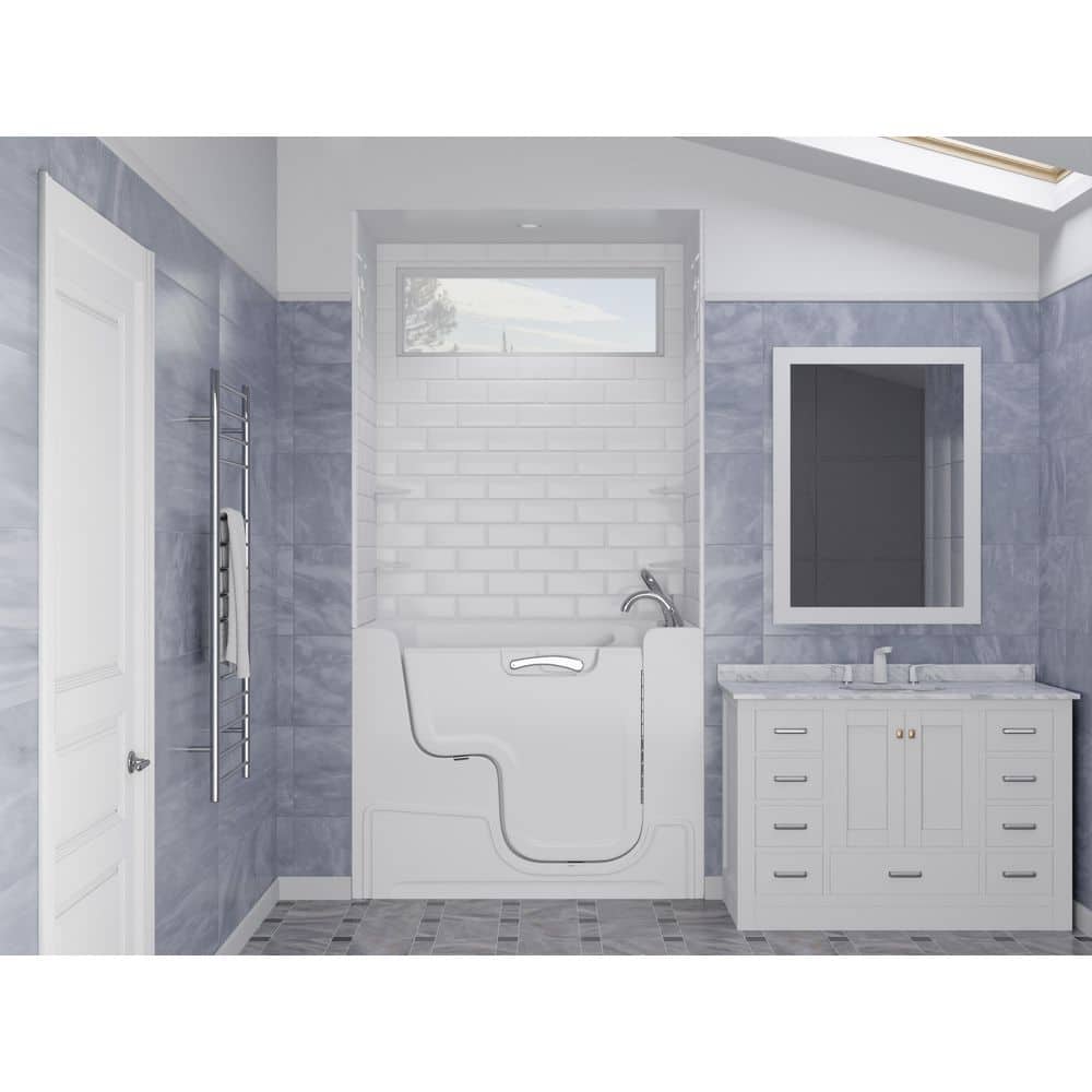 ANZZI Rampart Wall Series 29 in. x 53 in. Right Side Drain Whirlpool ...
