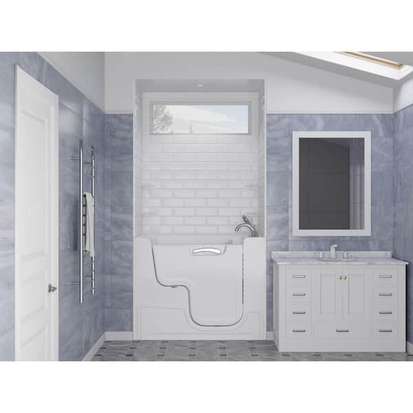ANZZI Rampart Wall Series 29 in. x 53 in. Right Side Drain Whirlpool ...
