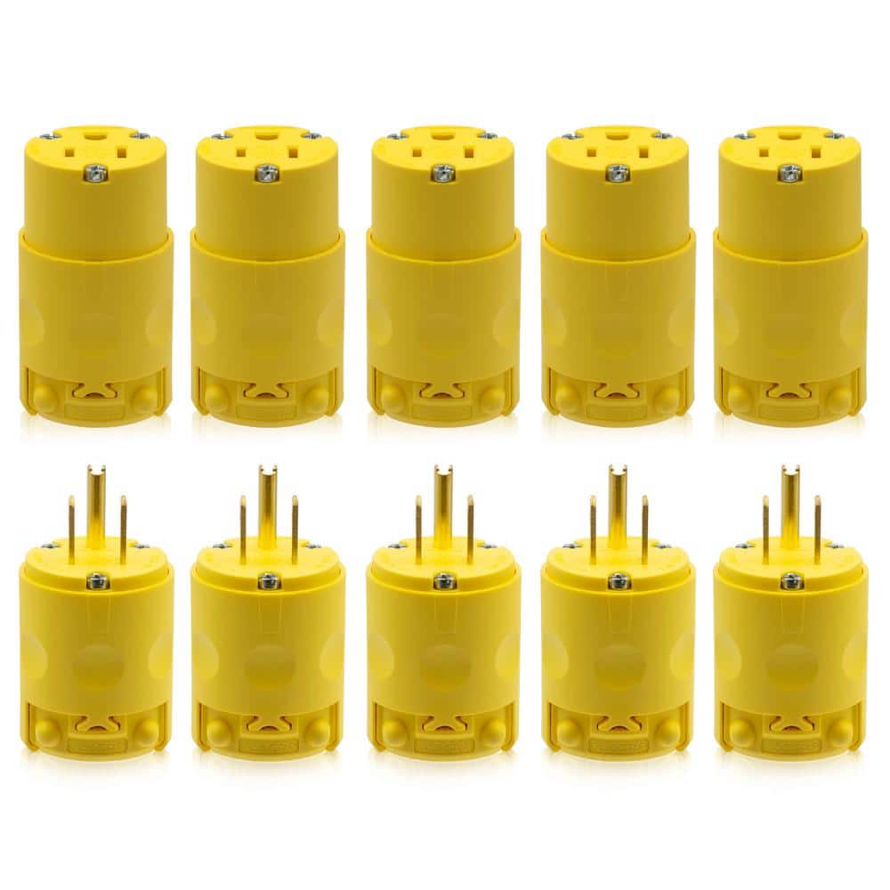 ELEGRP Straight Blade Plug and Connector Set, 15 Amp 125-Volt NEMA 5 ...