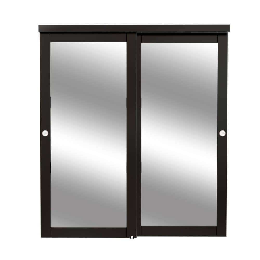 ARK DESIGN 72 in. x 80 in. Solid Core 1-Lite Mirror Black Finished MDF ...