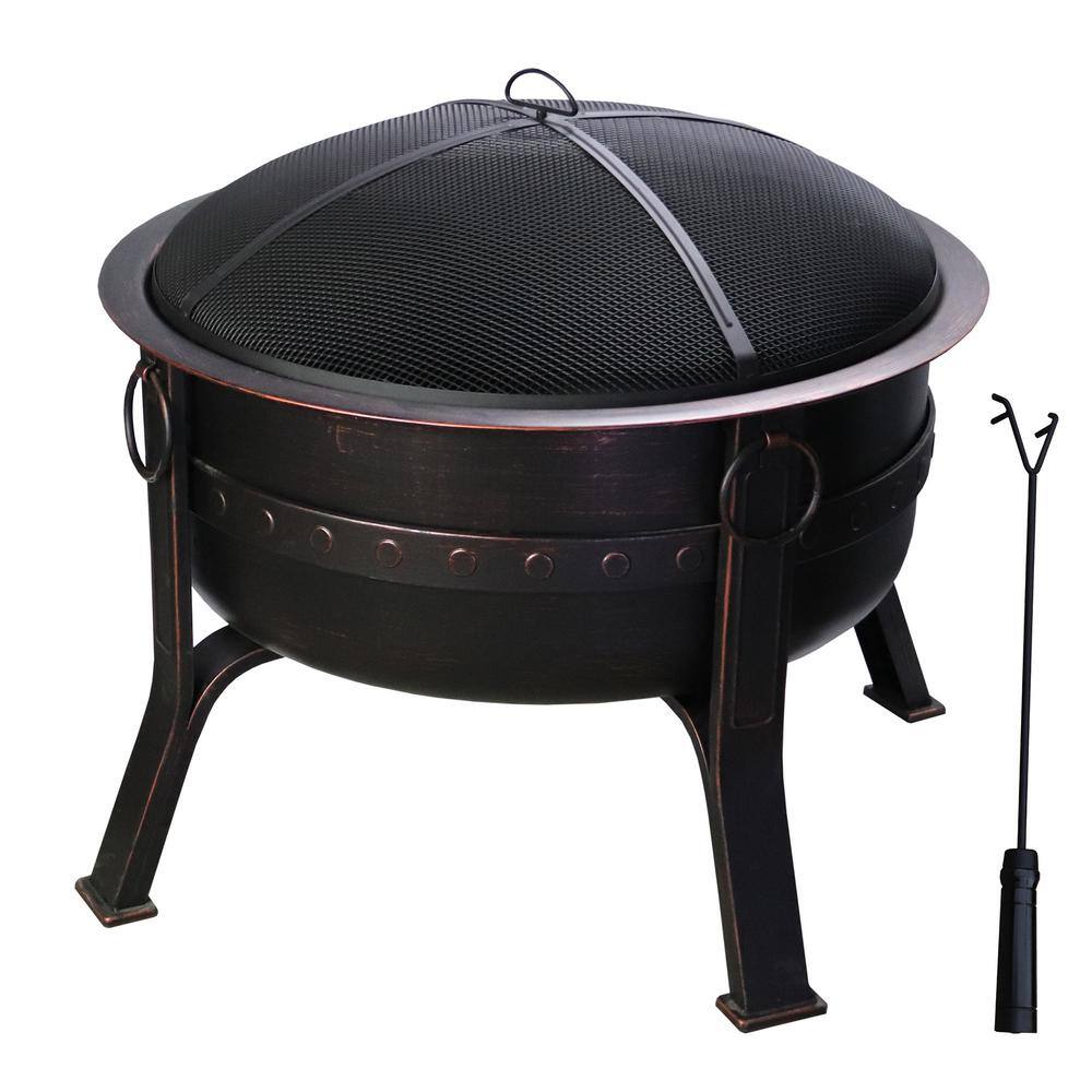 Maypex 32 in. Dia x 28 in. H Round Steel Wood Burning Fire Pit-300160 ...