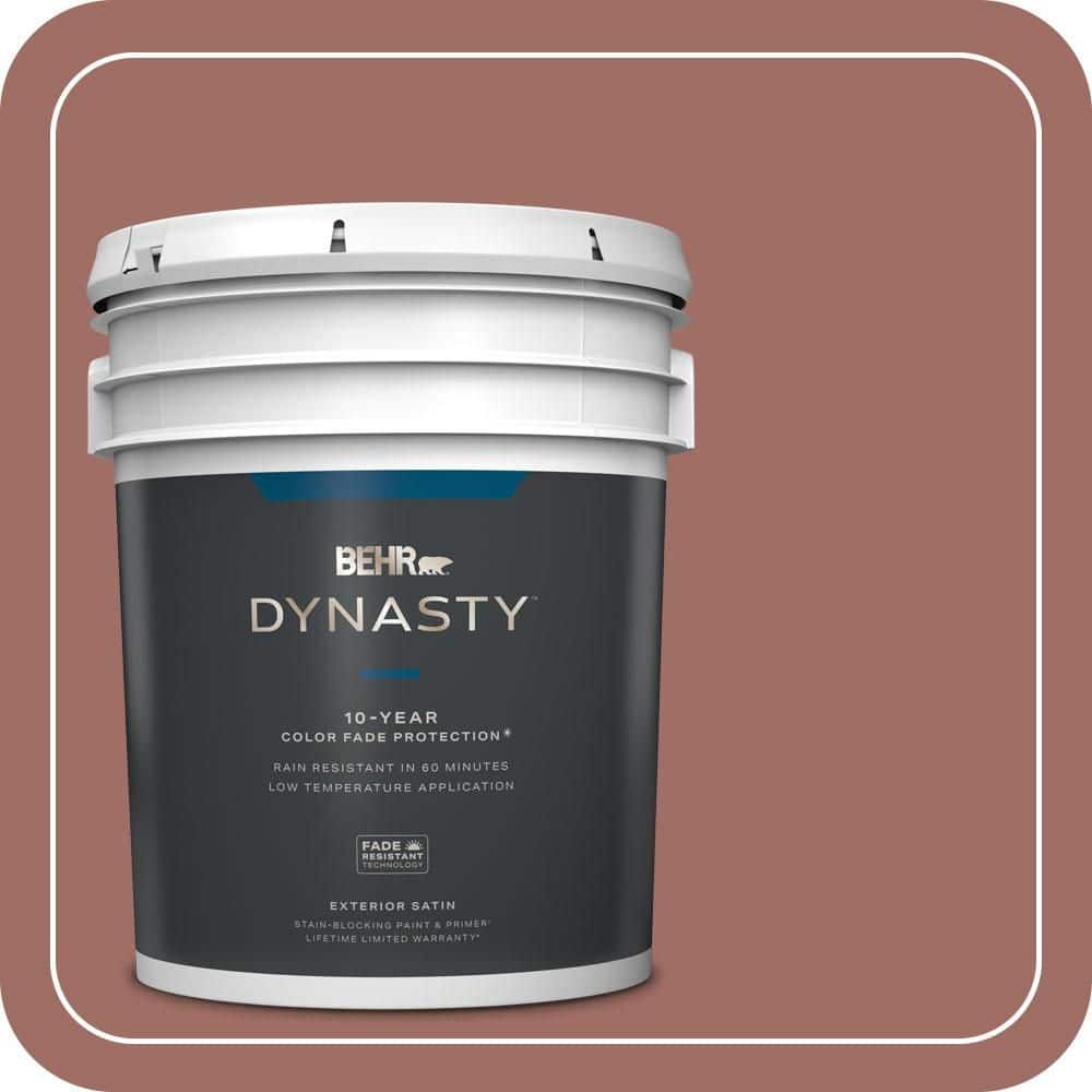 BEHR DYNASTY 5 gal. #190F-5 Brandy Satin Enamel Exterior Stain-Blocking ...