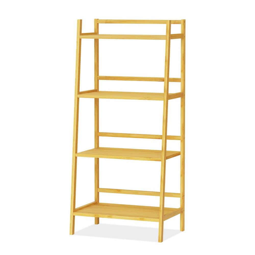 MoNiBloom 4-Tiers Natural Bamboo Wood Freestanding Plant Stand with ...