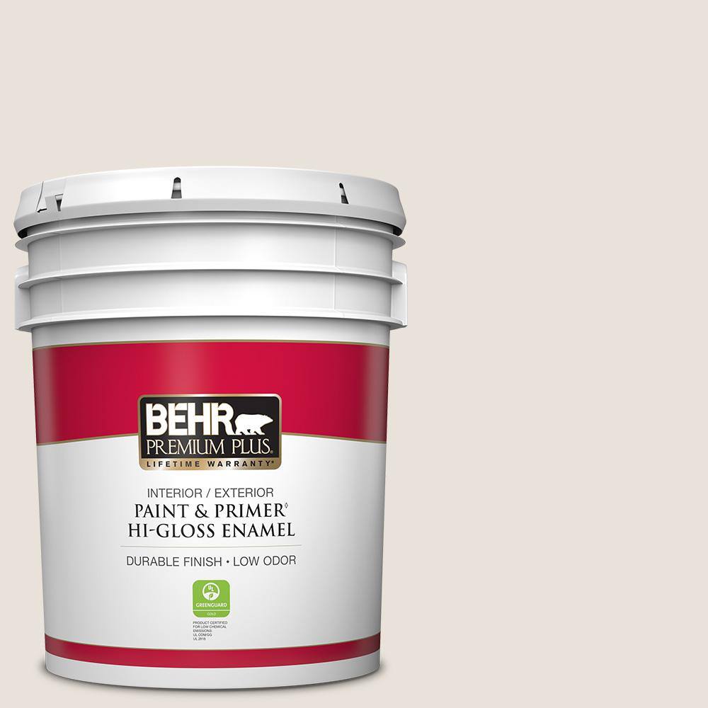 BEHR PREMIUM PLUS 5 gal. #N180-1 Barely Brown Hi-Gloss Enamel Interior ...