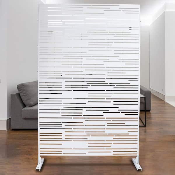 Coporesell 76 in. x 48 in. Freestanding Decorative Privacy Screen White ...