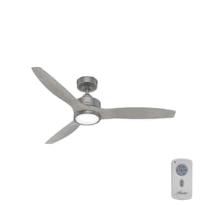Hunter Neuron 52 in. Indoor Matte Silver Smart Ceiling Fan with Remote ...