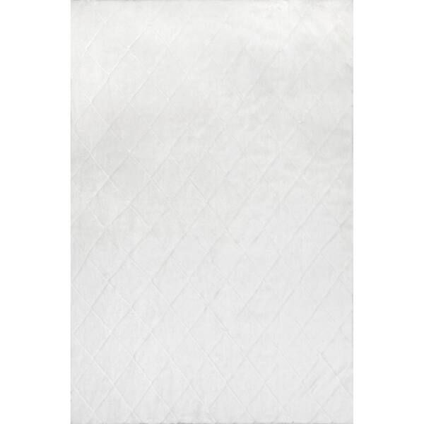 nuLOOM Amy Machine Washable White 4 ft. x 6 ft. Solid Area Rug HJWR01A ...