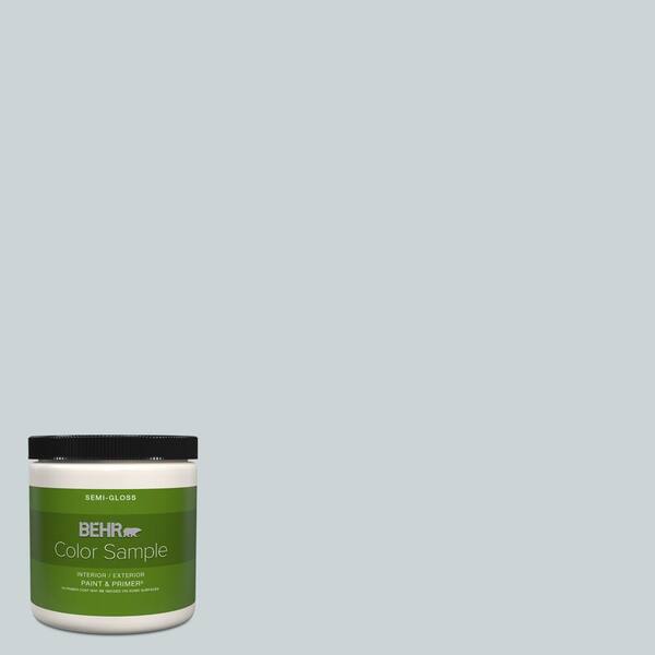BEHR PREMIUM PLUS 8 oz. #N470-1 Ash Blue Semi-Gloss Interior/Exterior ...