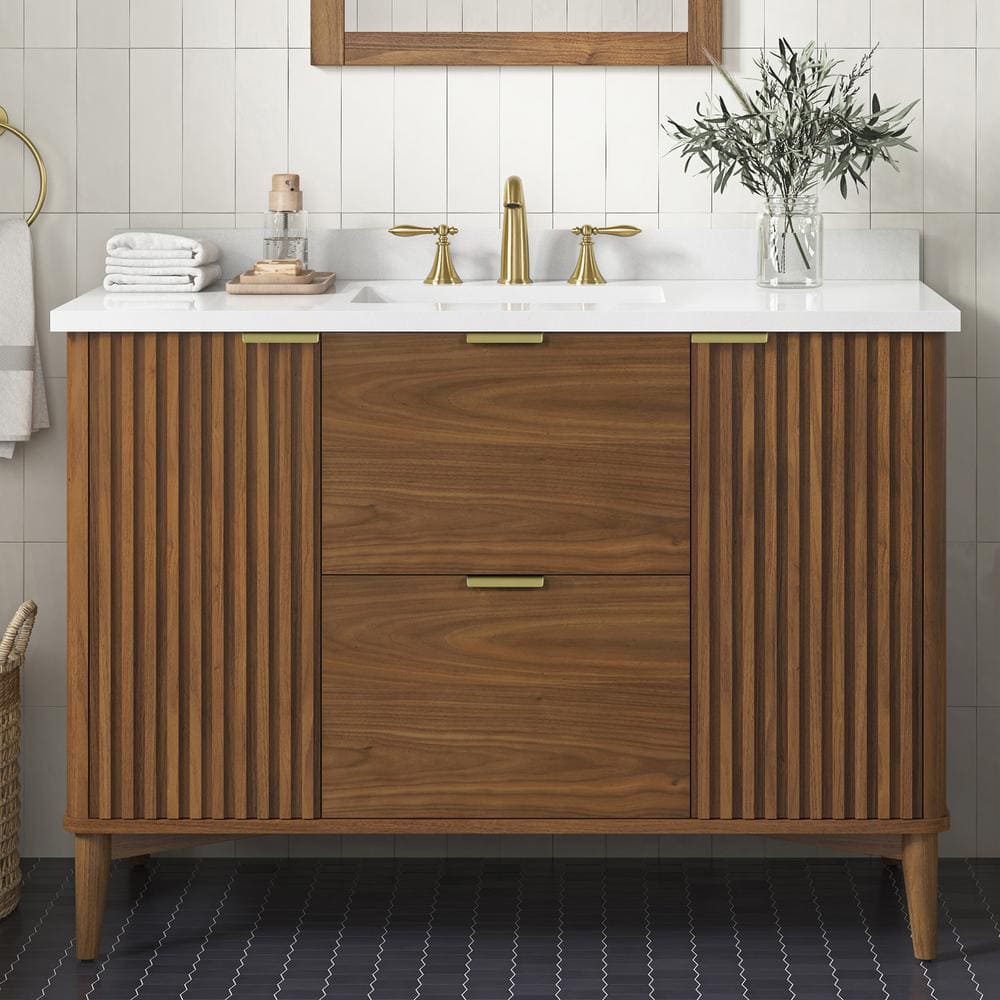 OVE Decors Gabi 48 in. Single Sink Freestanding Warm Walnut Bath Vanity ...