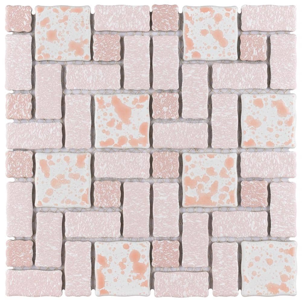 Merola Tile Academy Pink 6 in. x 6 in. Porcelain Mosaic Take Home Tile ...