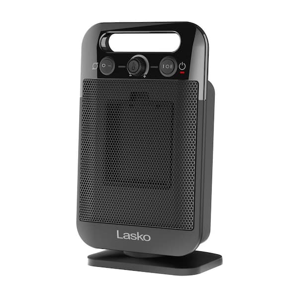 Lasko MyHeat Go 1500-Watt 12 in. Black Electric Tabletop Ceramic Space ...