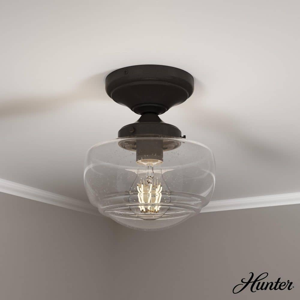 Hunter Saddle Creek 6.75 in. 1-Light Noble Bronze Semi-Flush Mount ...