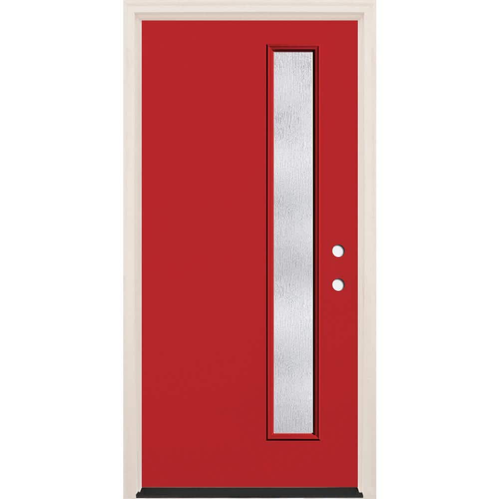 Builders Choice 36 in. x 80 in. Left-Hand/Inswing 1 Lite Rain Glass ...