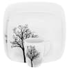 Corelle Square 16-Piece Seasonal Black Trees Glass Dinnerware Set ...
