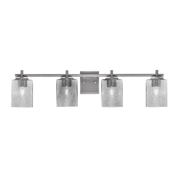 Bridgewater 4 Light Bath Bar, Graphite Finish, 3.5 in. Square Smoke ...