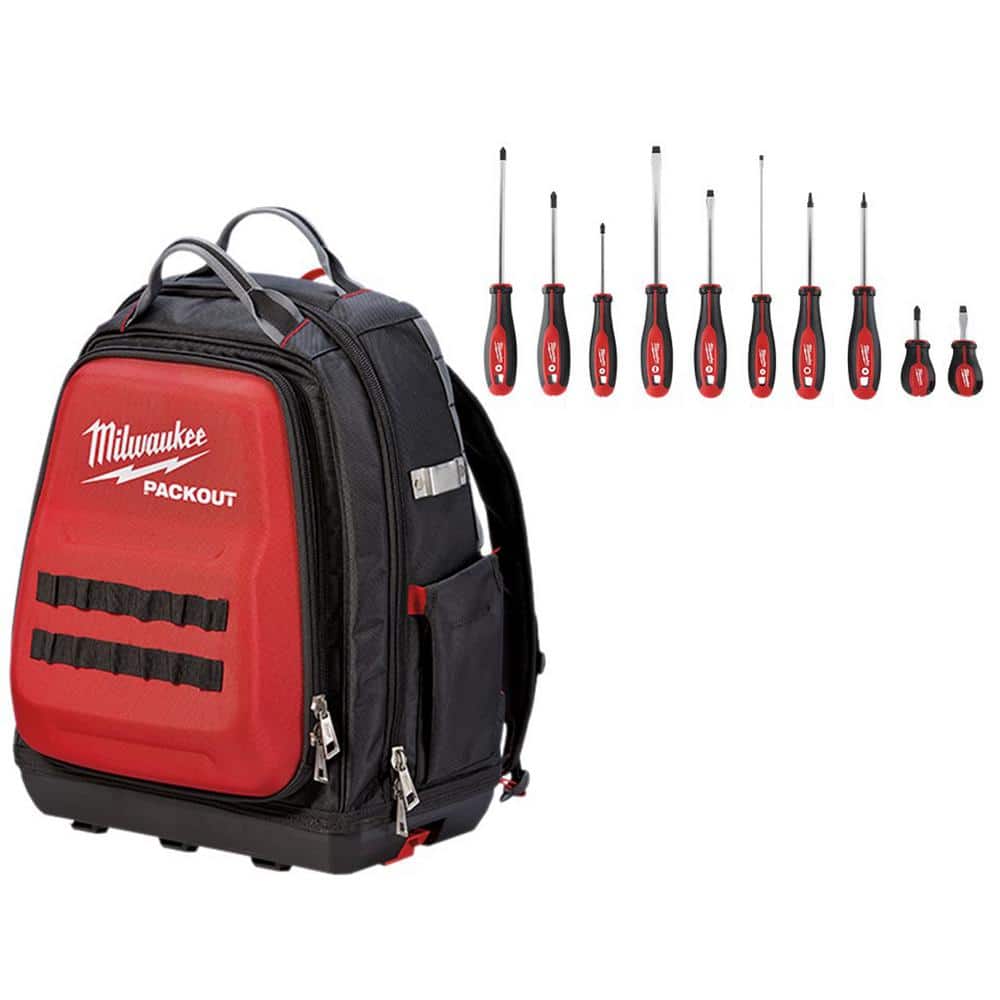 Milwaukee 15 in. PACKOUT Tool Backpack with Screwdriver Set (11-Piece ...